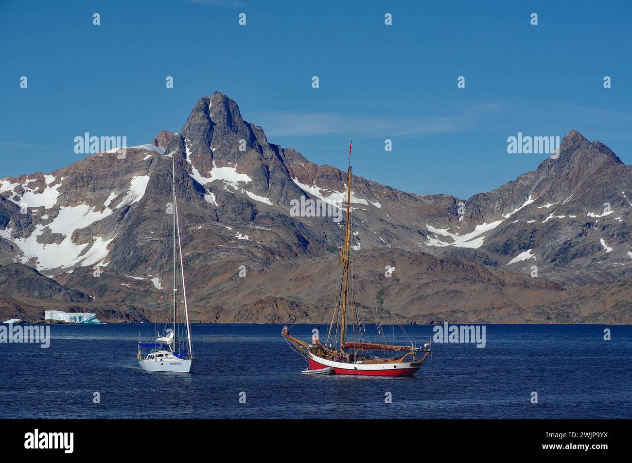 Two sailing ships in the harbour of Tasilaq, Dagmar Aaen by Arved Fuchs ...