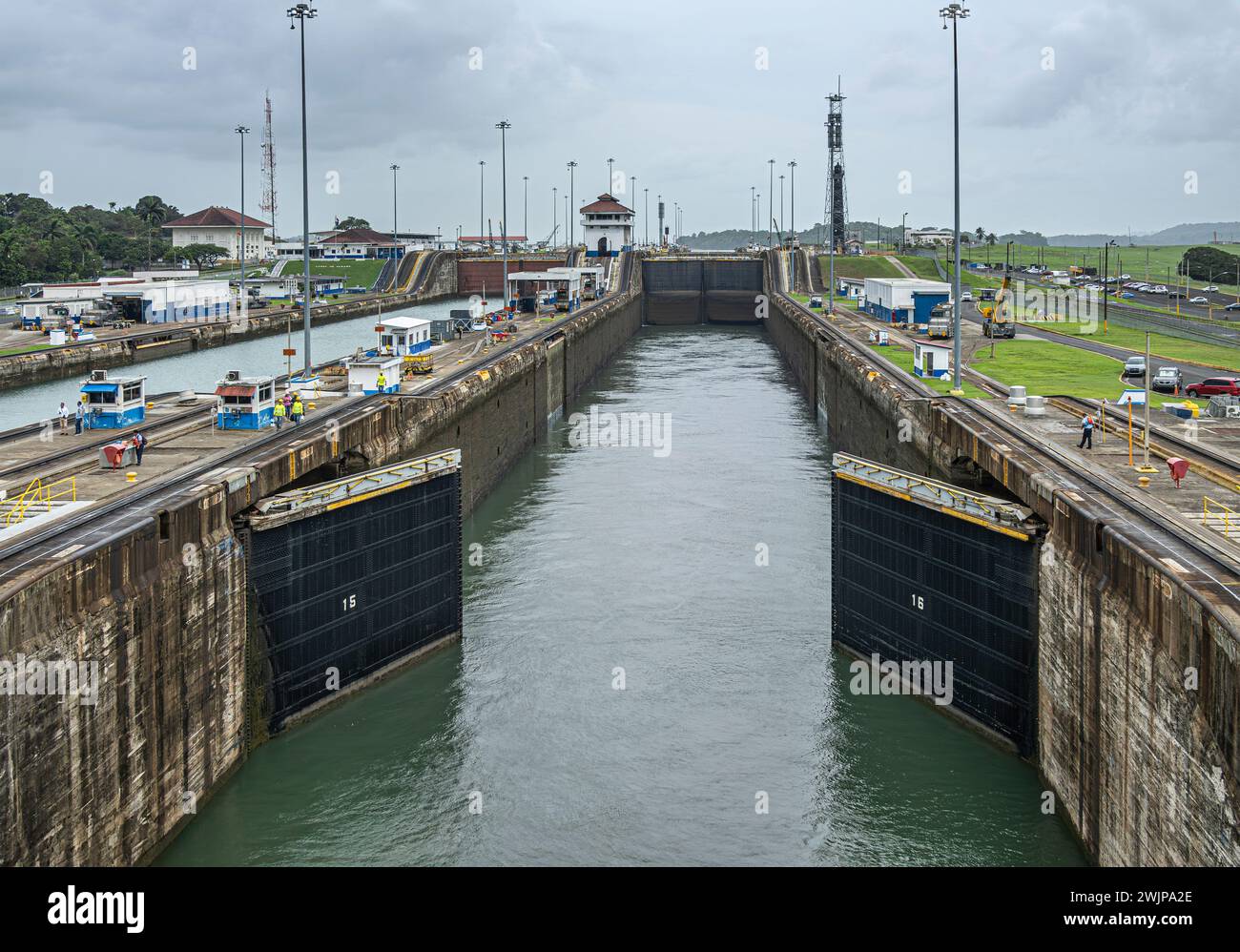 Panama Canal, Panama - July 24, 2023: Entered third chamber going ...