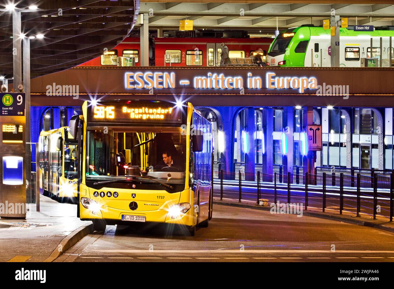 Essen public transport buses and regional trains at the main railway ...