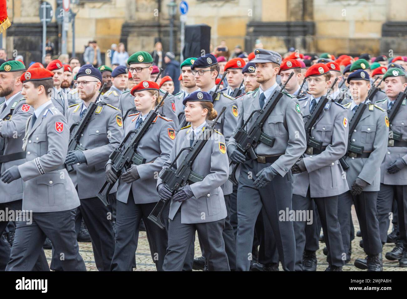 Public roll call of the Army Officers' School on Theatre Square ...
