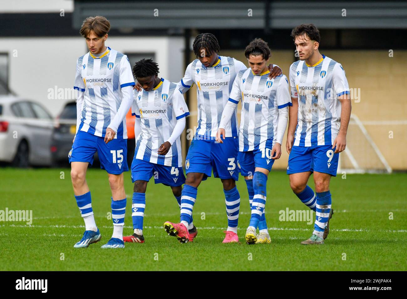 Landore, Swansea, Wales. 16 February 2024. Alex Kokoshi (left), Al-Amin ...