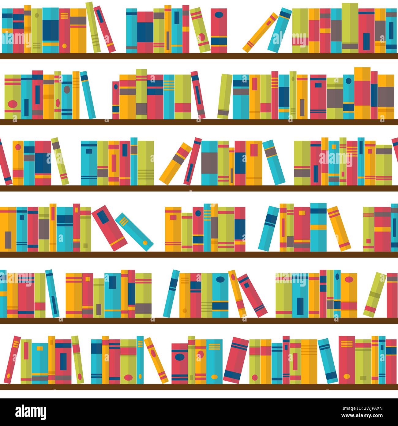 Seamless pattern with books on bookshelves. Library, bookstore. Flat ...