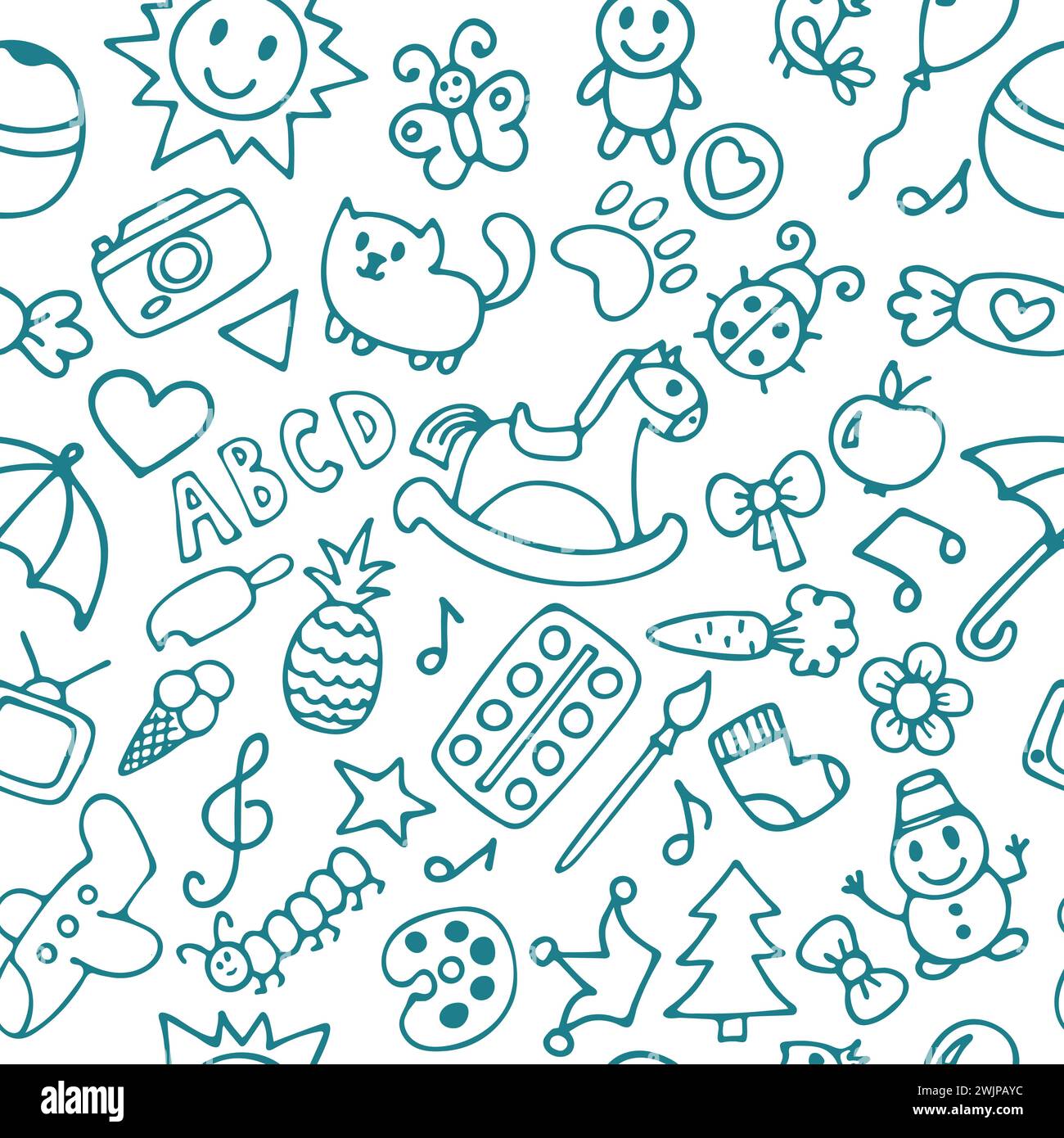 Background for little boys and girls. Hand drawn children drawings ...