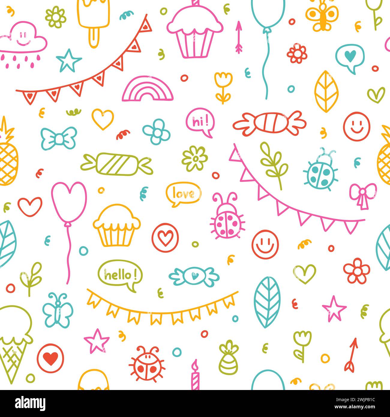 Background for cute little boys and girls. Hand drawn children drawings ...