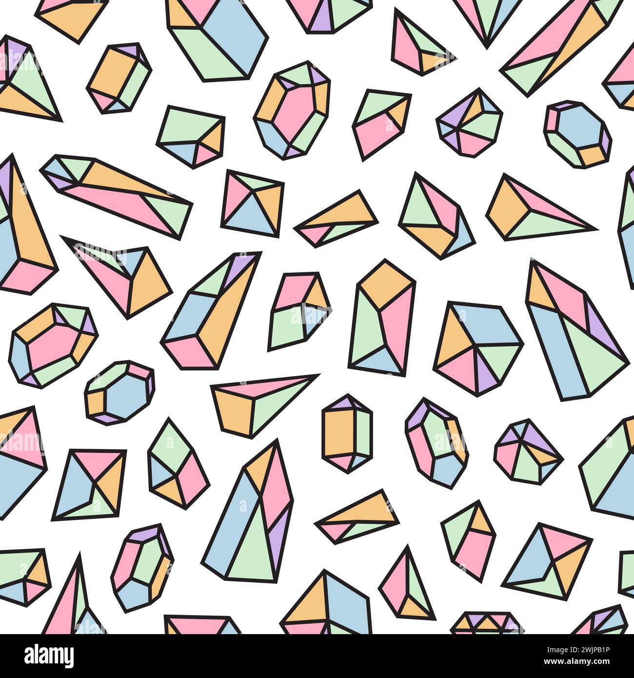 Geometric seamless pattern with crystals. Polygonal cute artistic ...