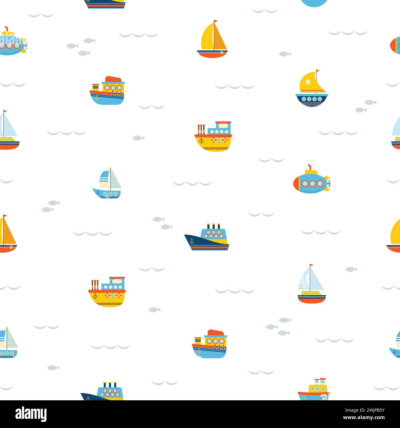 Seamless pattern with nautical design elements. Marine concept ...