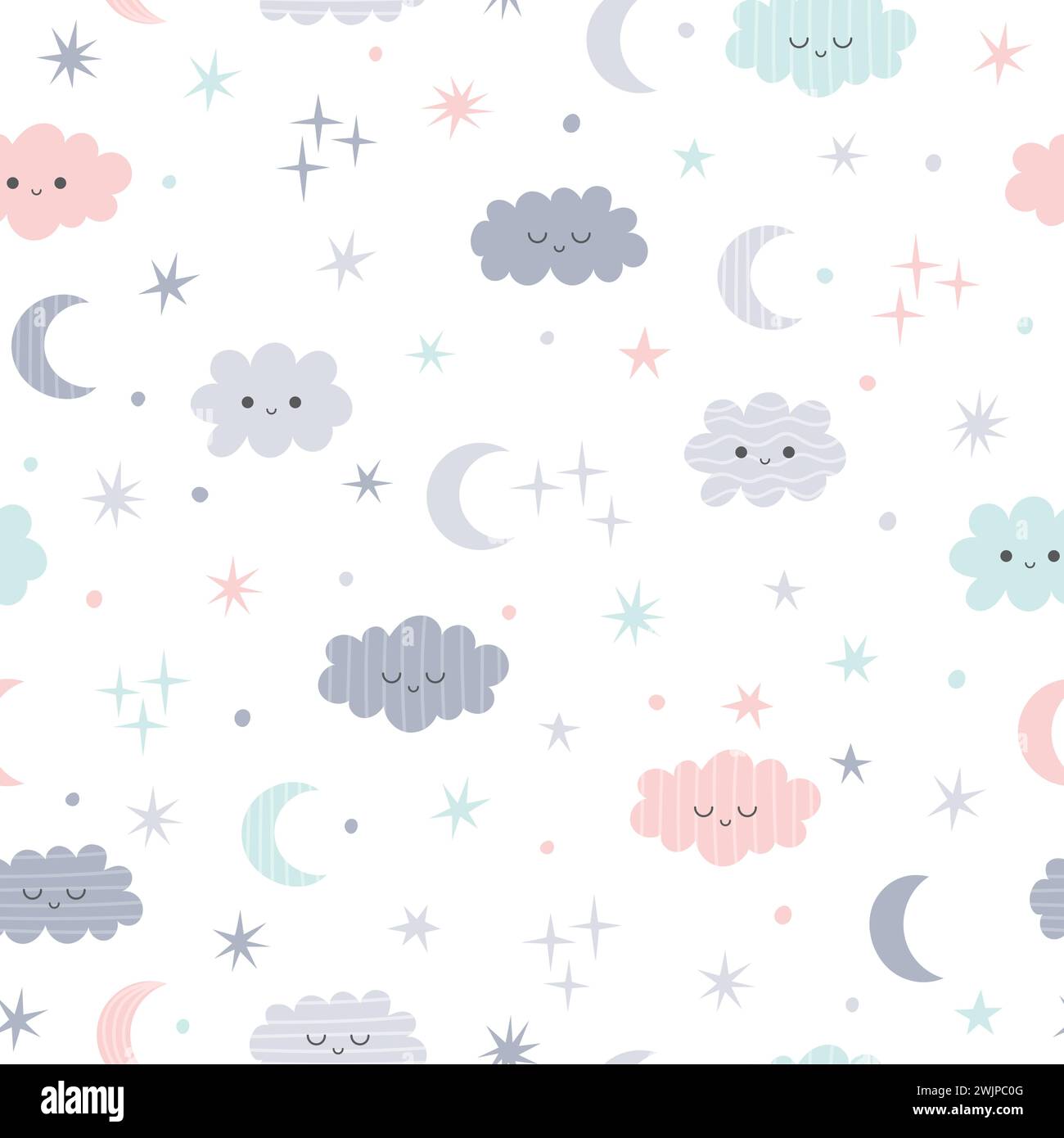 Cute seamless pattern for kids. Lovely children background with moon ...