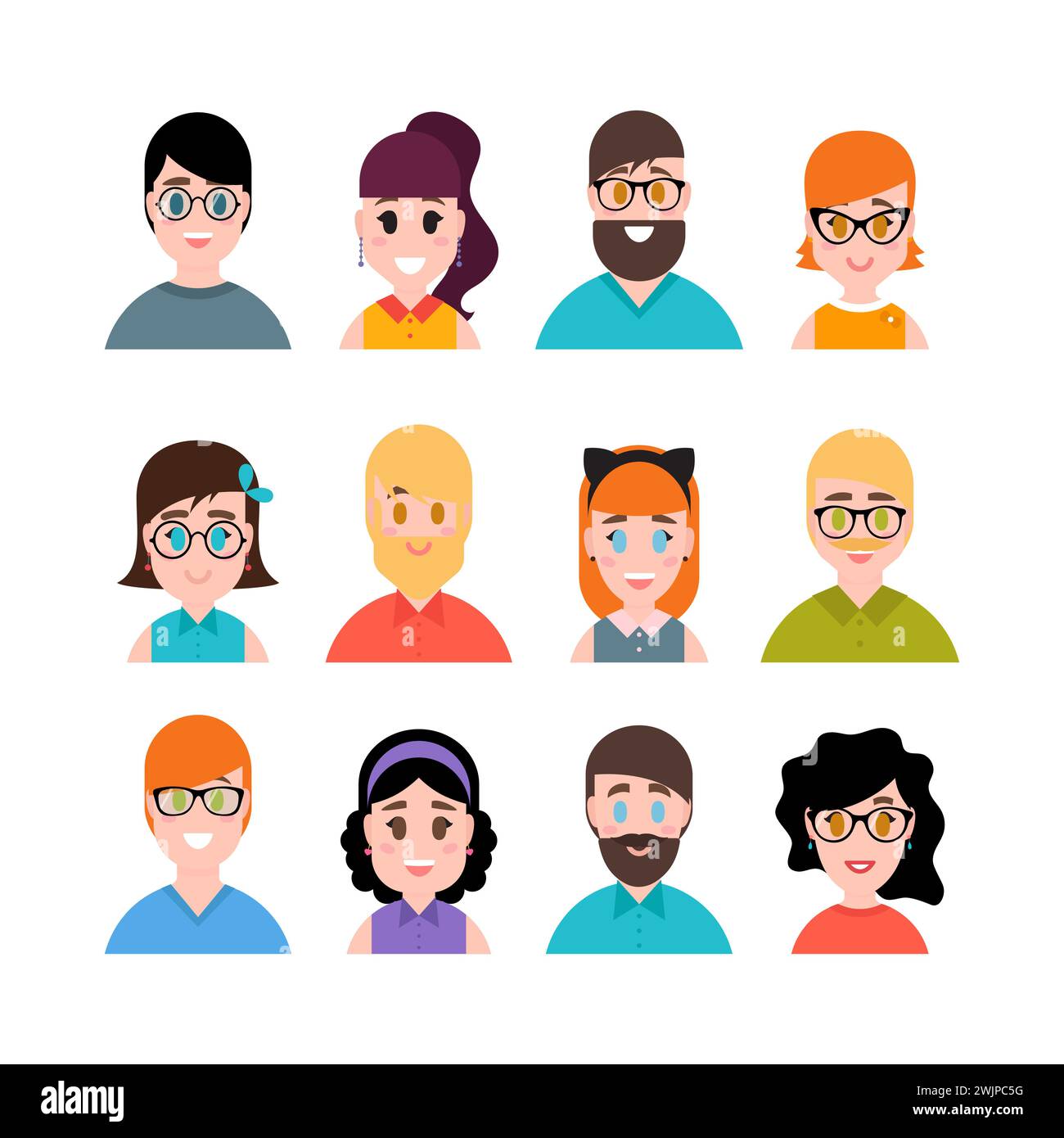 People avatars collection. Male and female portraits. Men, boys, girls ...