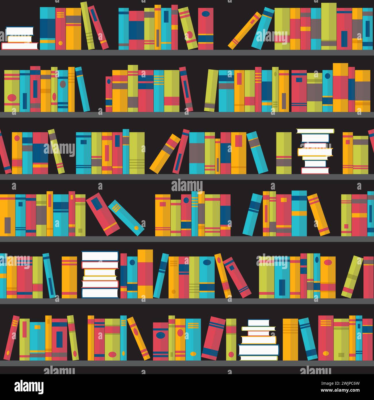 Seamless pattern with books on bookshelves. Flat design. Library ...