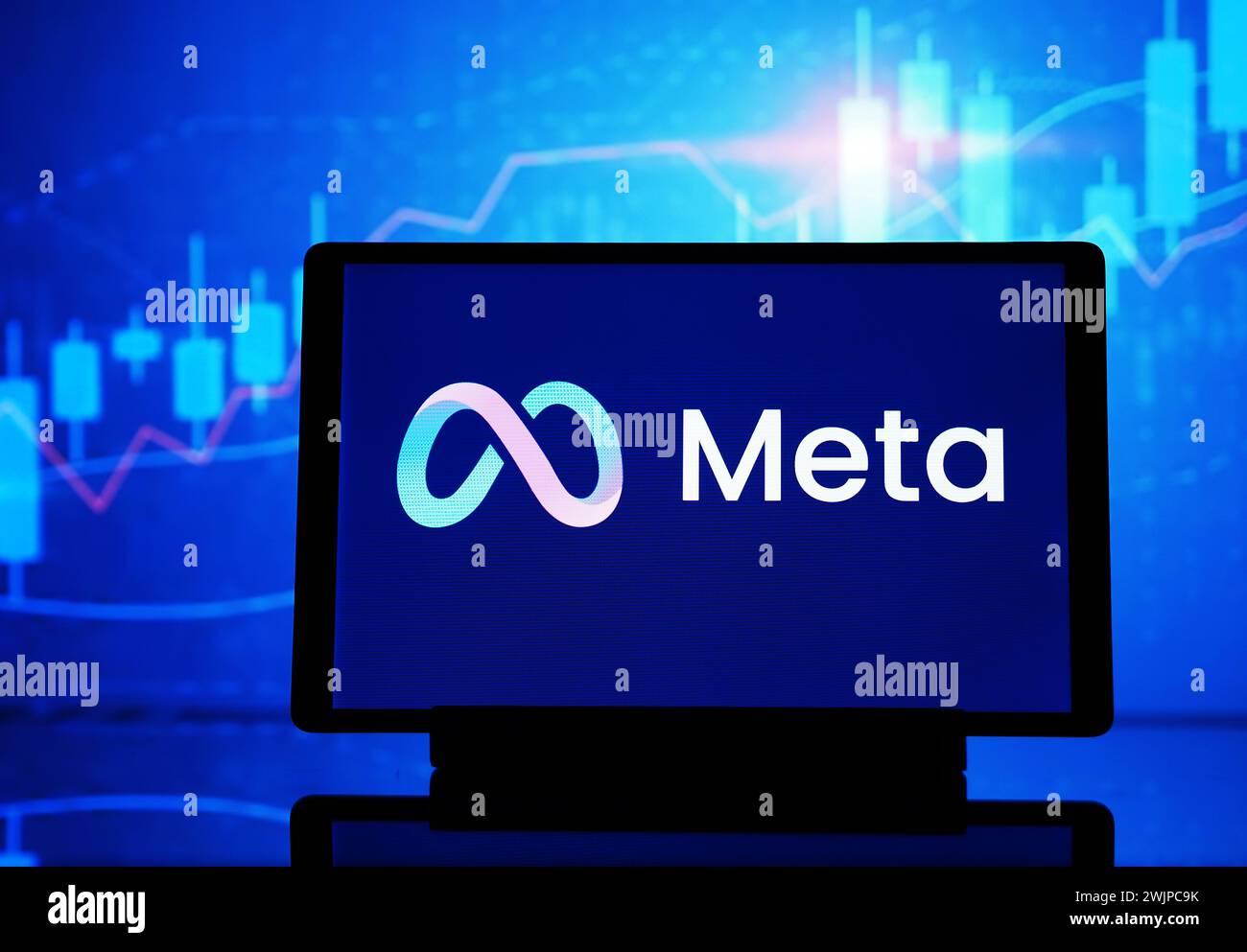 In this photo illustration, a Meta Platforms, Inc. logo seen displayed on a tablet Stock Photo ...