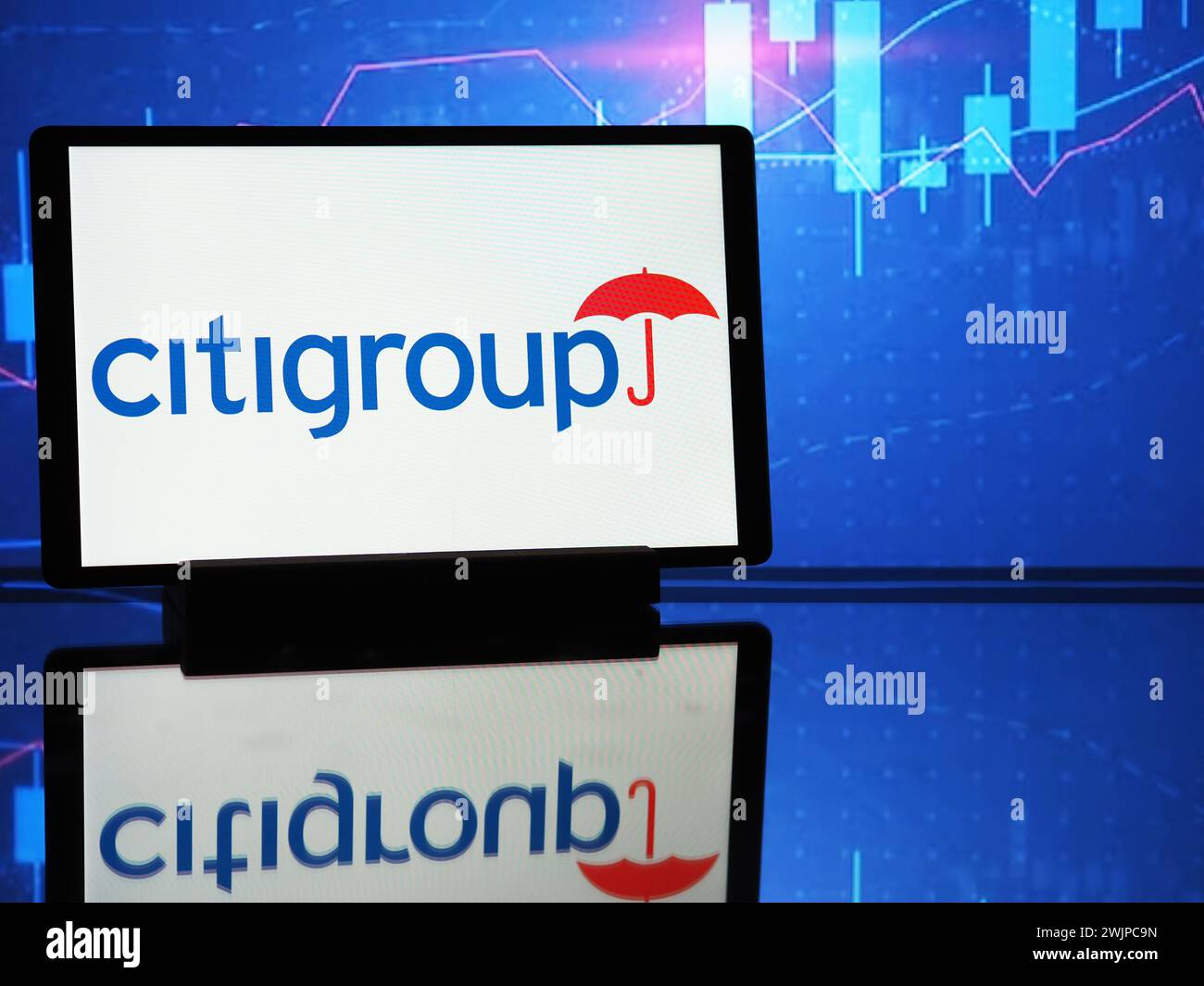 In this photo illustration, a Citigroup Inc. logo seen displayed on a ...