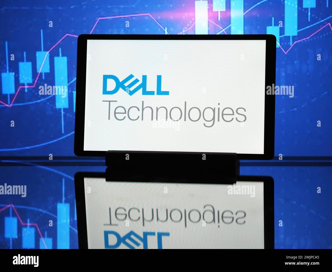 In this photo illustration, a Dell Technologies logo seen displayed on ...