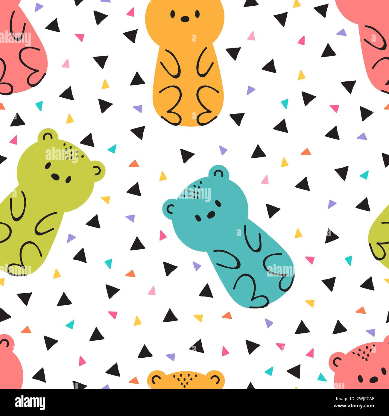 Tribal seamless pattern with cute hand drawn bears. Childish design ...
