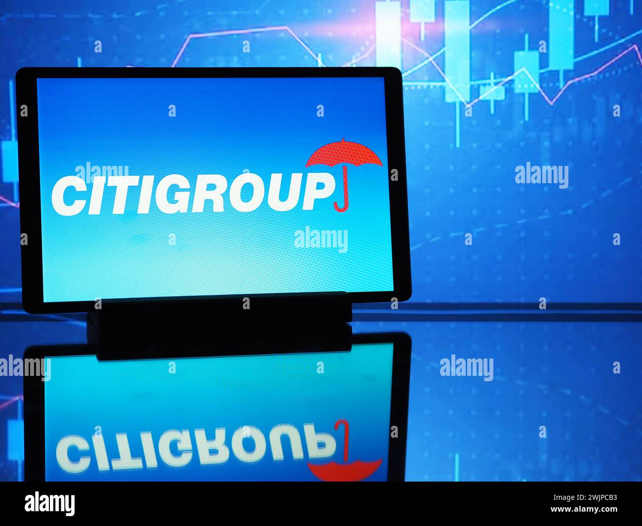 In this photo illustration, a Citigroup Inc. logo seen displayed on a ...