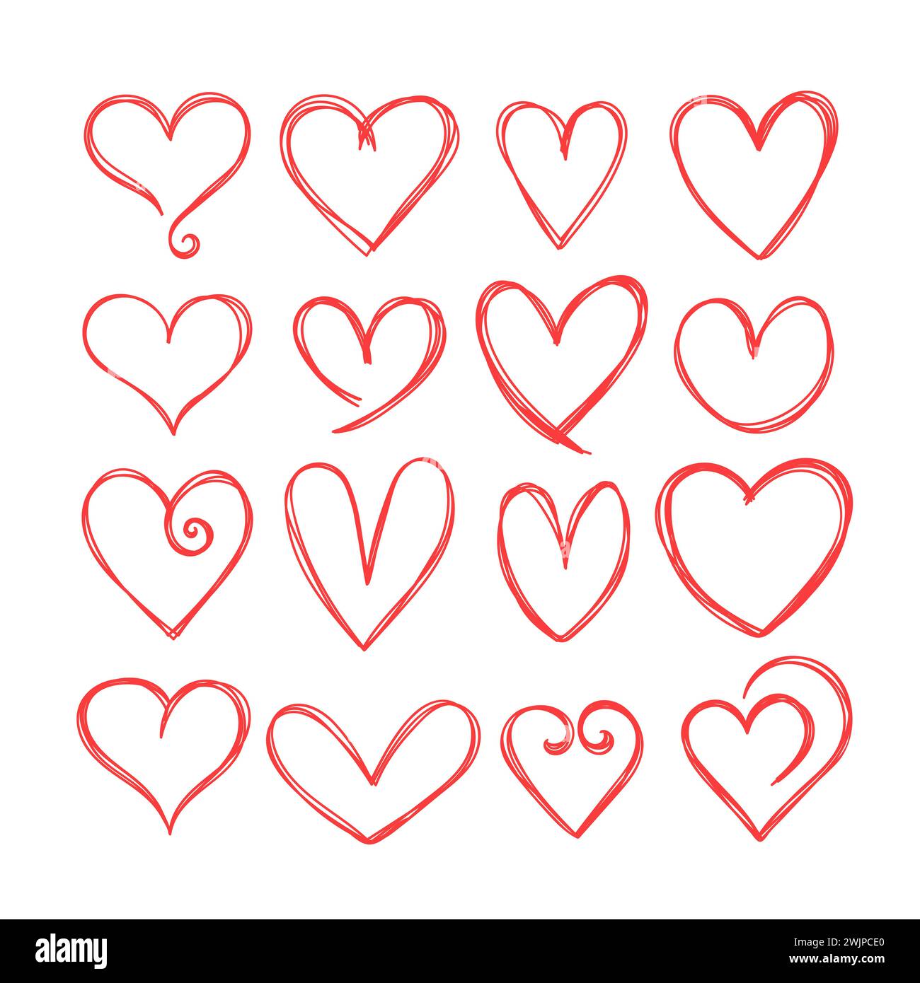 Collection of cute hand drawn hearts. Design elements for Valentines ...