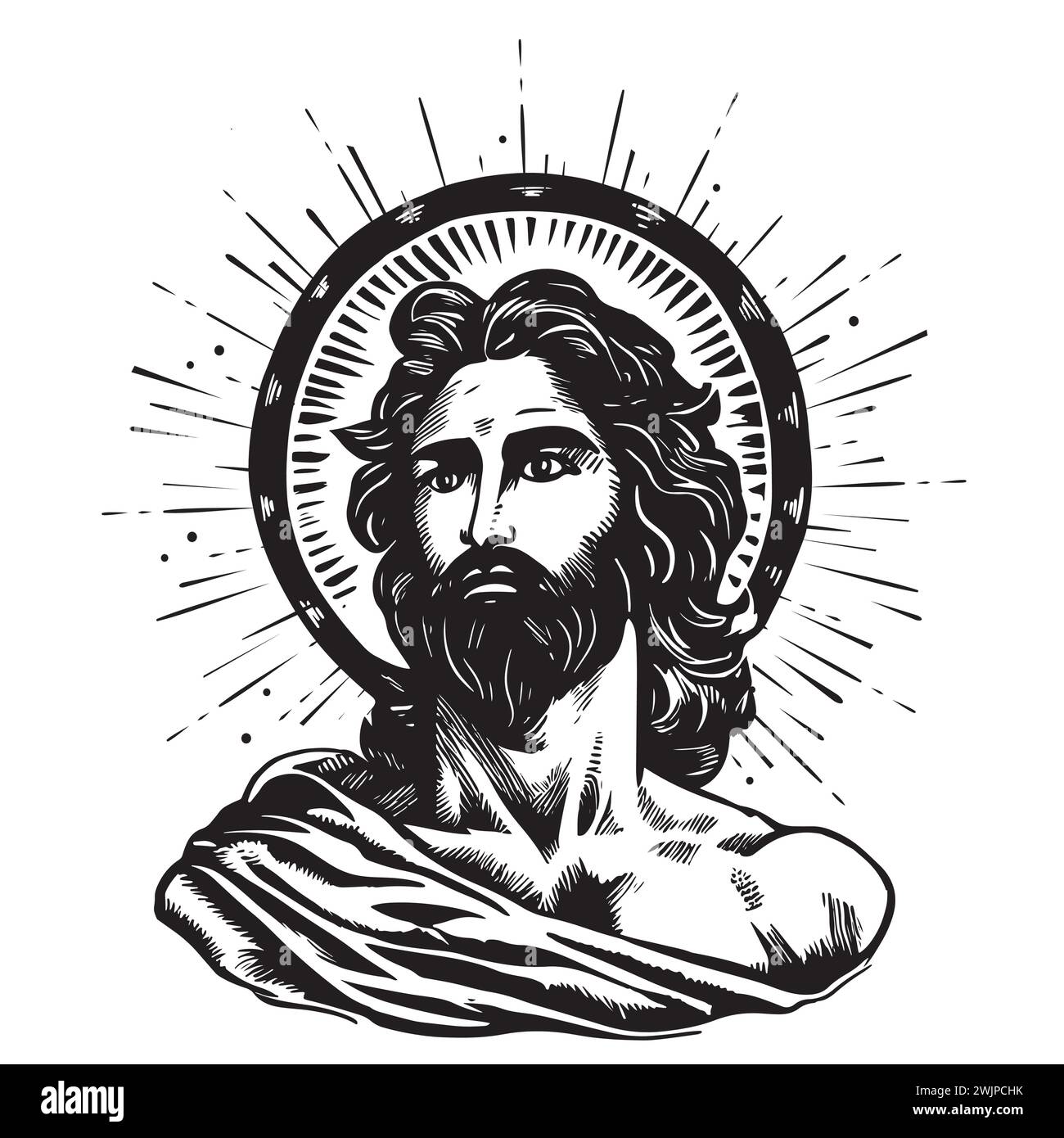 graphical face of Jesus .Face of Jesus. Hand drawn art Stock Vector ...