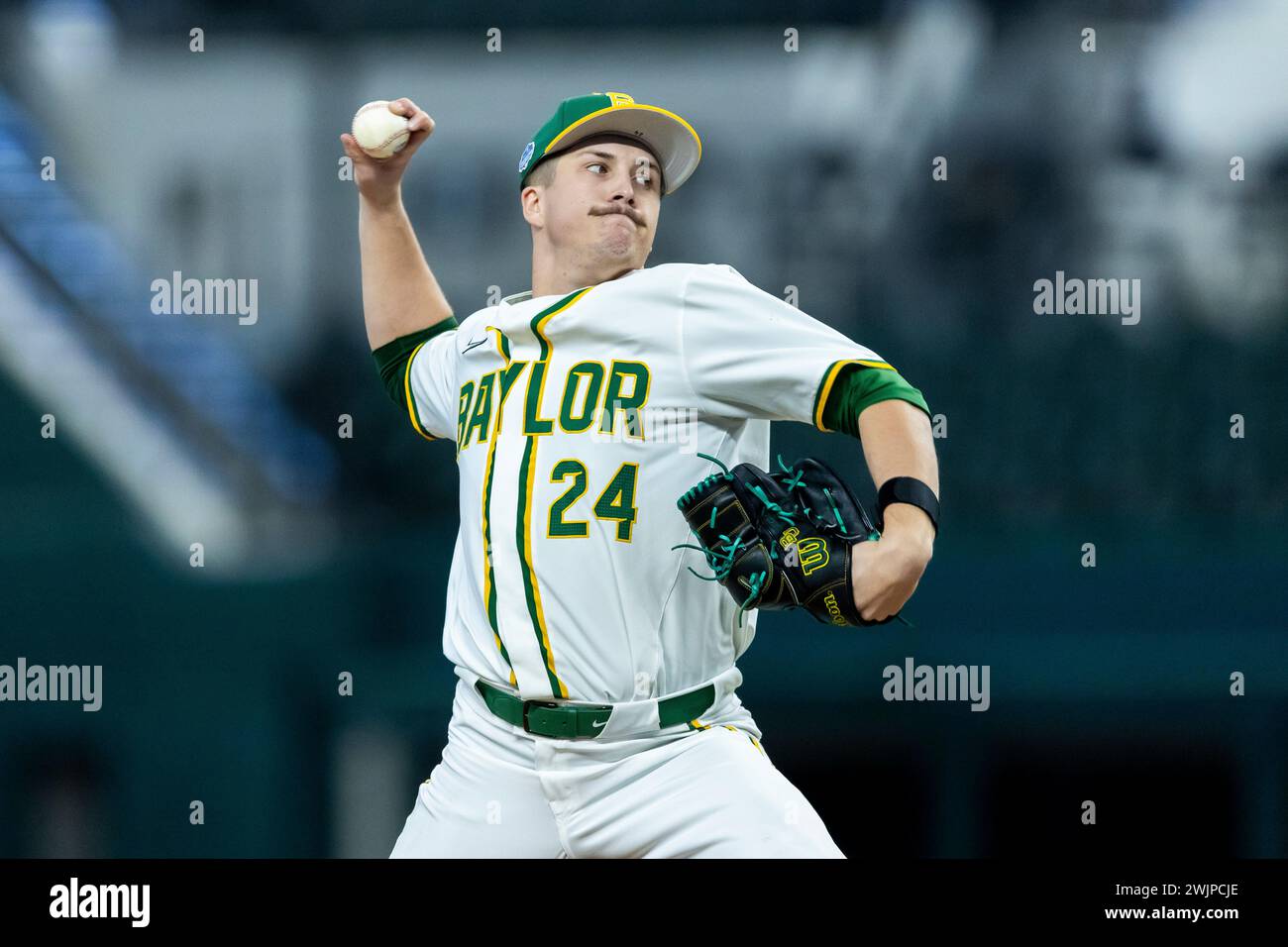 Baylor pitcher Mason Marriott (24) throws during an NCAA baseball game ...