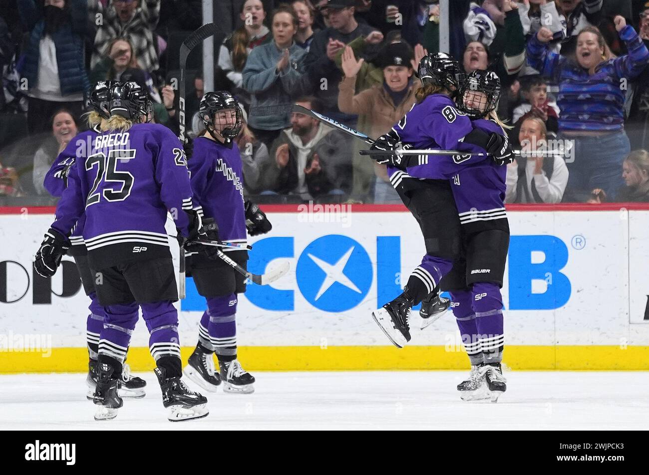 FILE - Minnesota forward Michela Cava, middle right, celebrates with ...