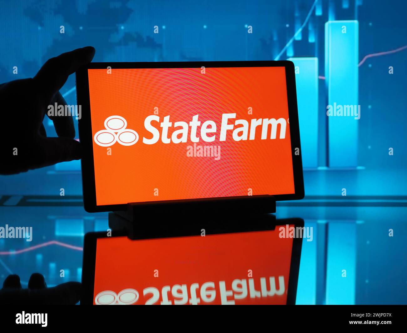 Germany - February 16, 2024: In this photo illustration, State Farm ...