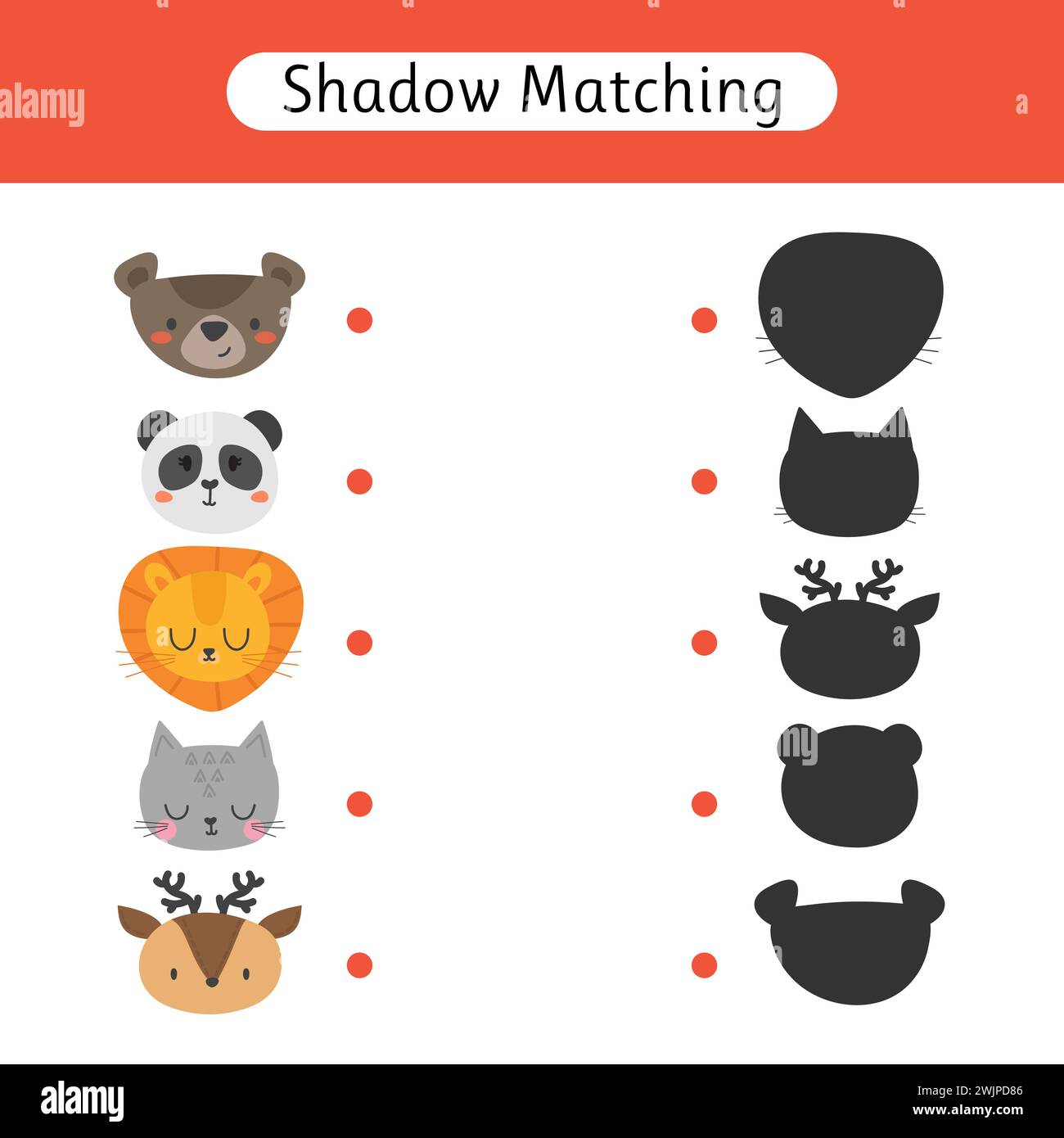 Shadow matching game for kids. Find the correct shadow. Worksheet with ...