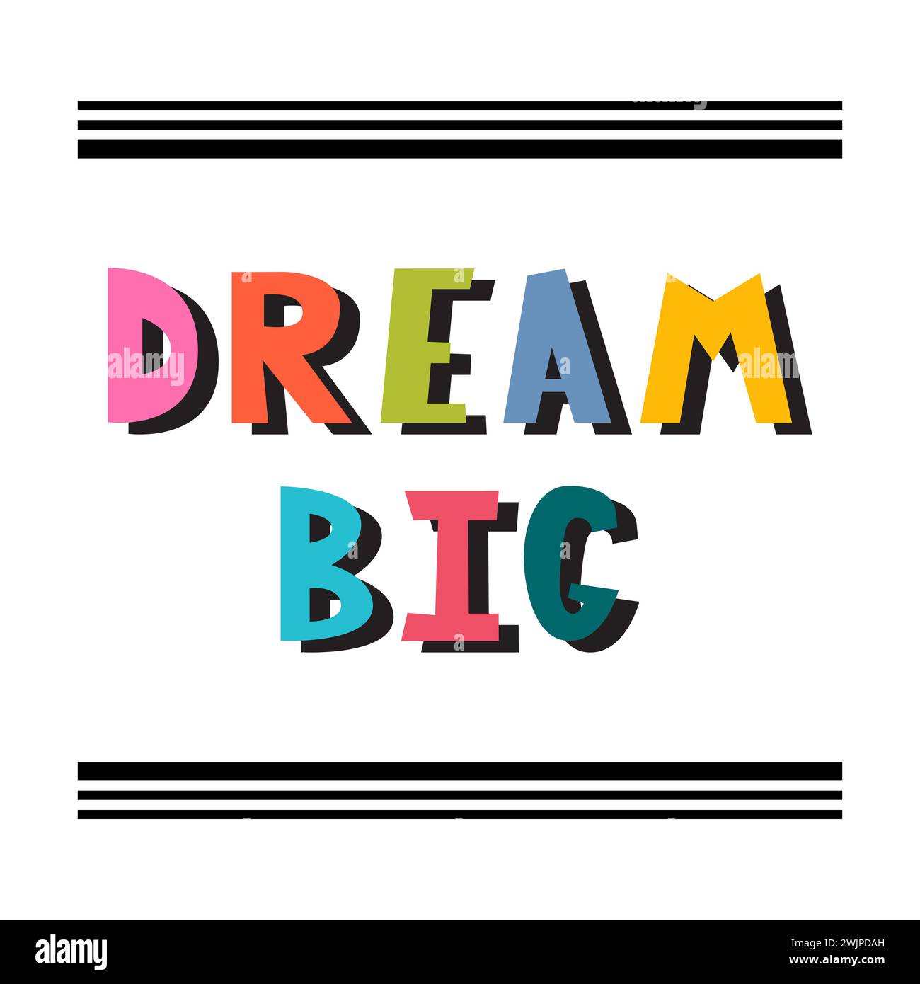 Dream big. Handwritten lettering. Hand drawn motivational phrase for ...
