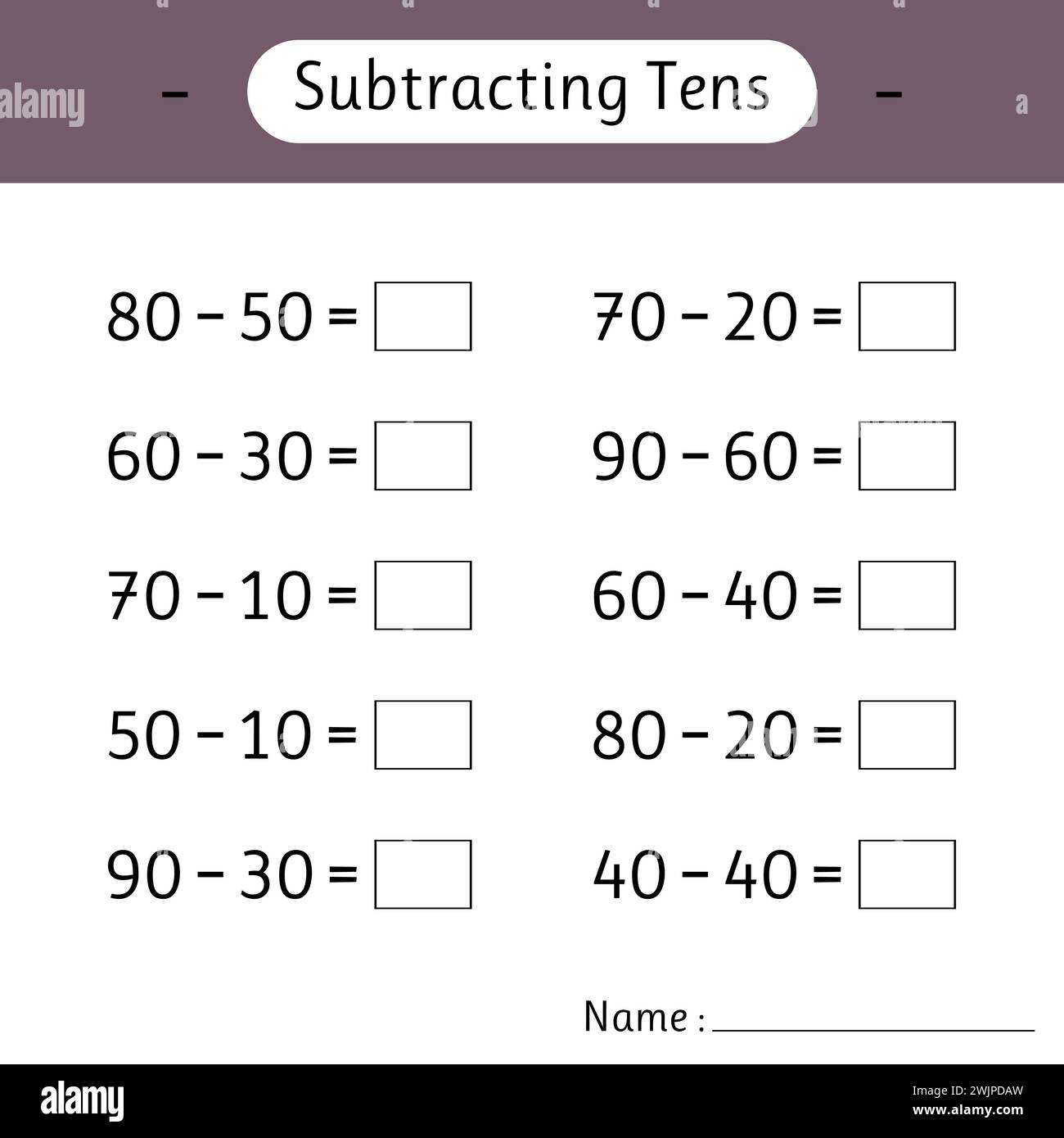Subtracting Tens. School education. Math worksheets for kids ...