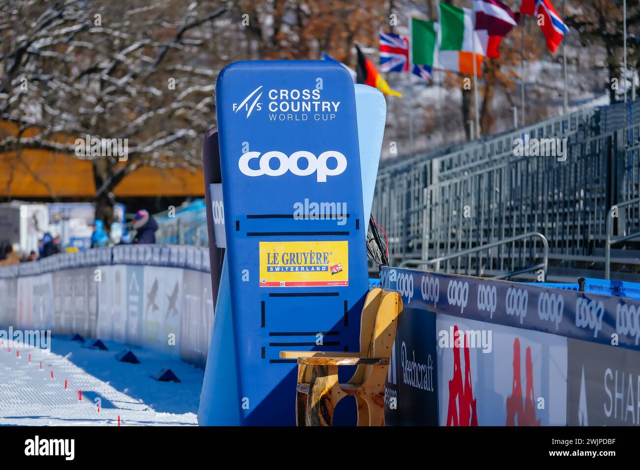 Minneapolis, Minnesota, USA. 16th Feb, 2024. The finish line stanchion ...