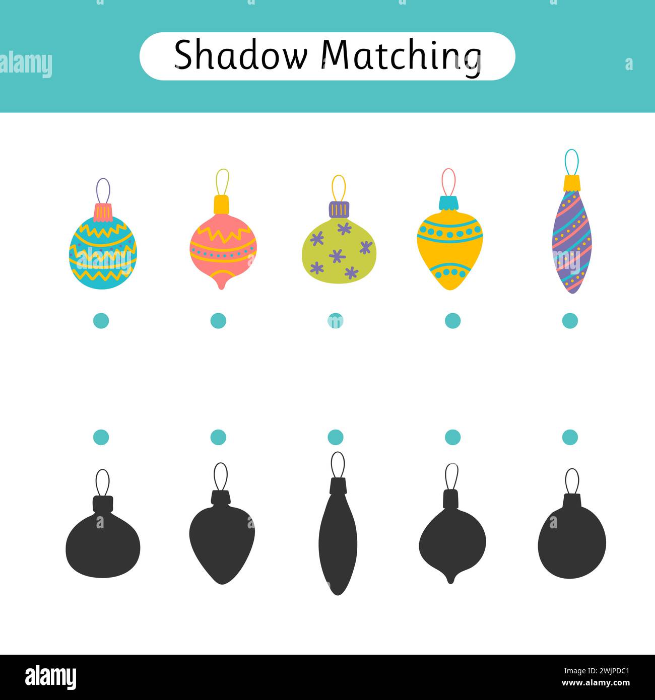 Shadow matching game for kids. Christmas theme. Find the correct shadow ...