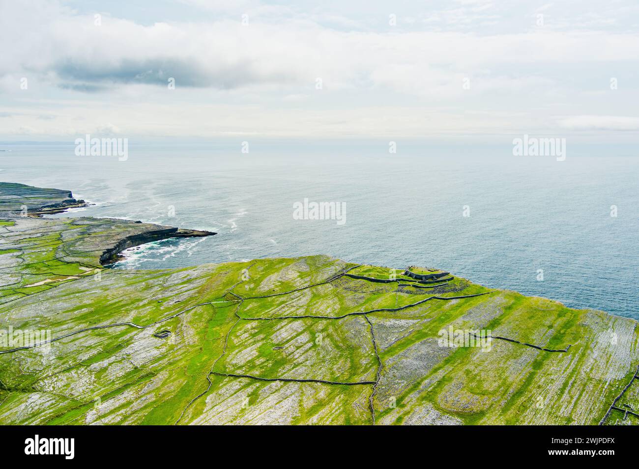 Aerial view of Inishmore or Inis Mor, the largest of the Aran Islands ...