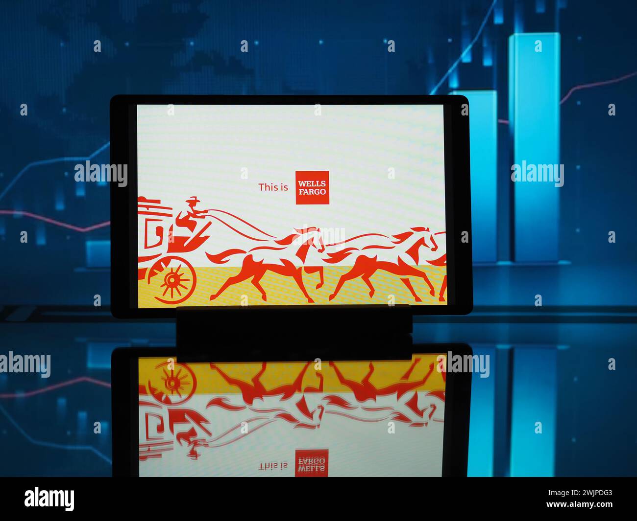 Germany - February 16, 2024: In this photo illustration, Wells Fargo ...