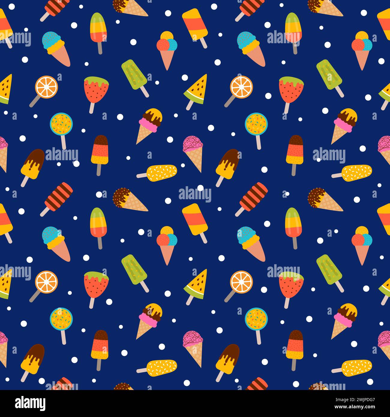 Ice cream seamless pattern. Cute colorful summer background with ...