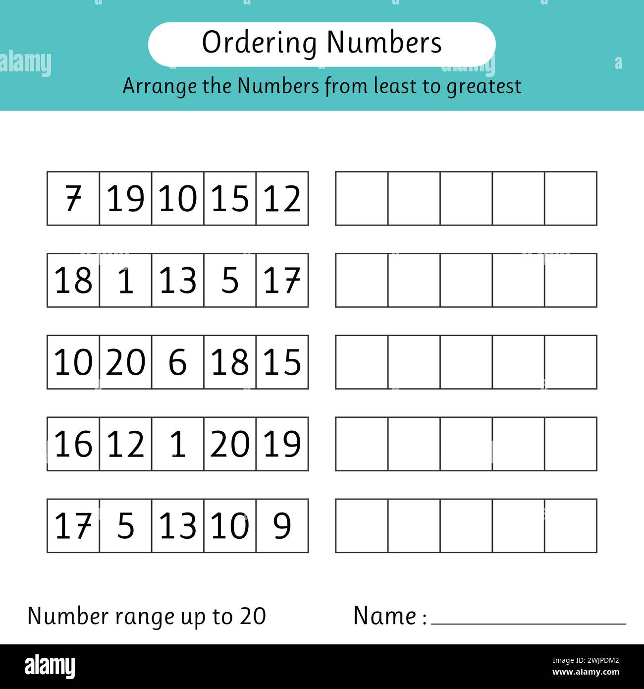 Ordering numbers worksheet. Arrange the numbers from least to greatest ...