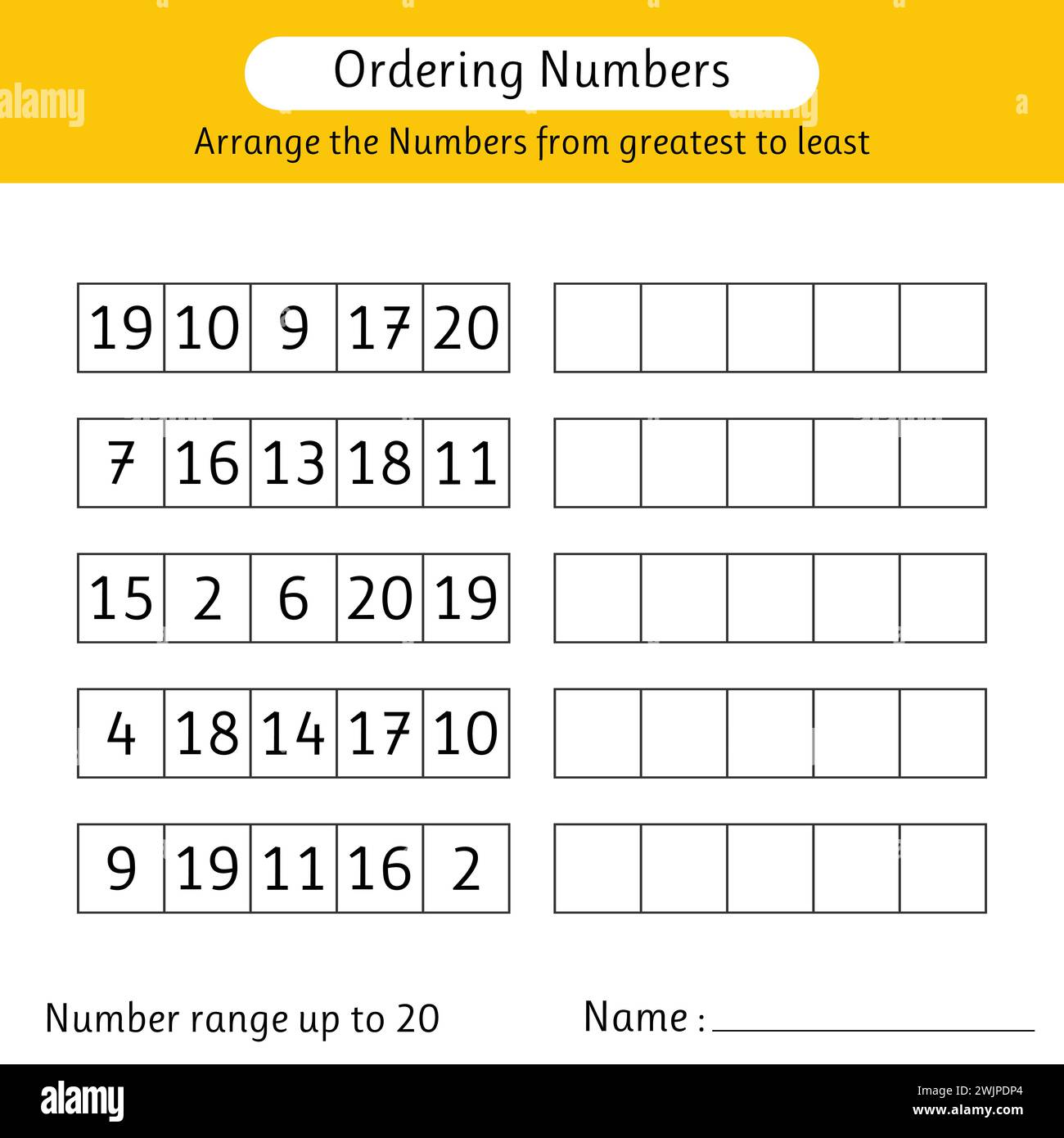 Ordering numbers worksheet. Arrange the numbers from greatest to least ...