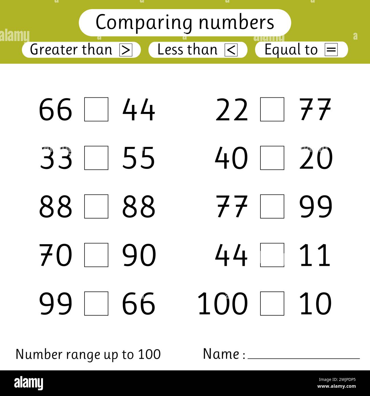 Comparing numbers. Less than, greater than, equal to. Worksheets for ...