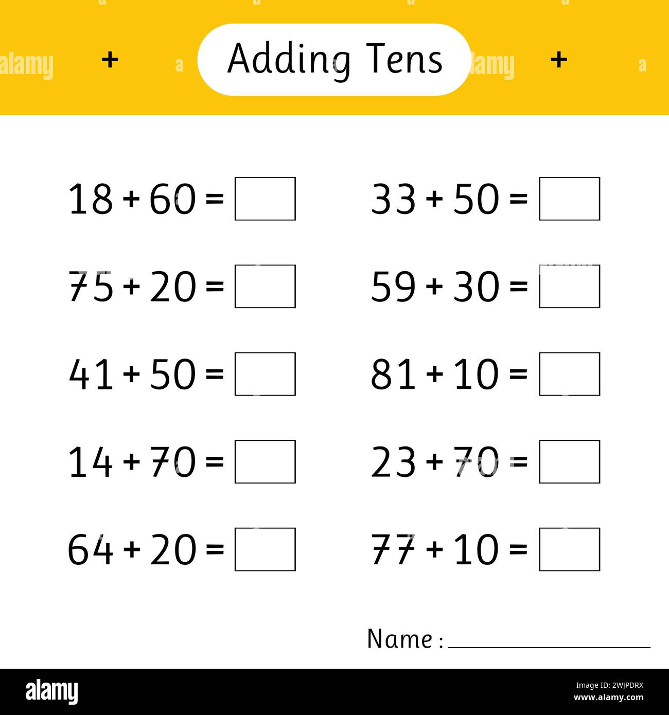 Adding Tens. Math worksheets for kids. Mathematics. School education ...