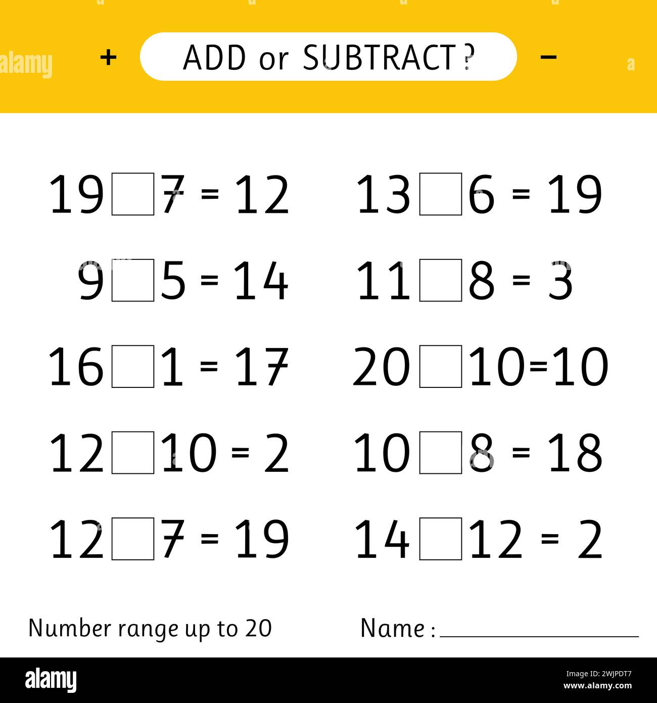 Add or subtract. Number range up to 20. Mathematical exercises ... Add or subtract. Number range up to 20. Mathematical exercises ...
