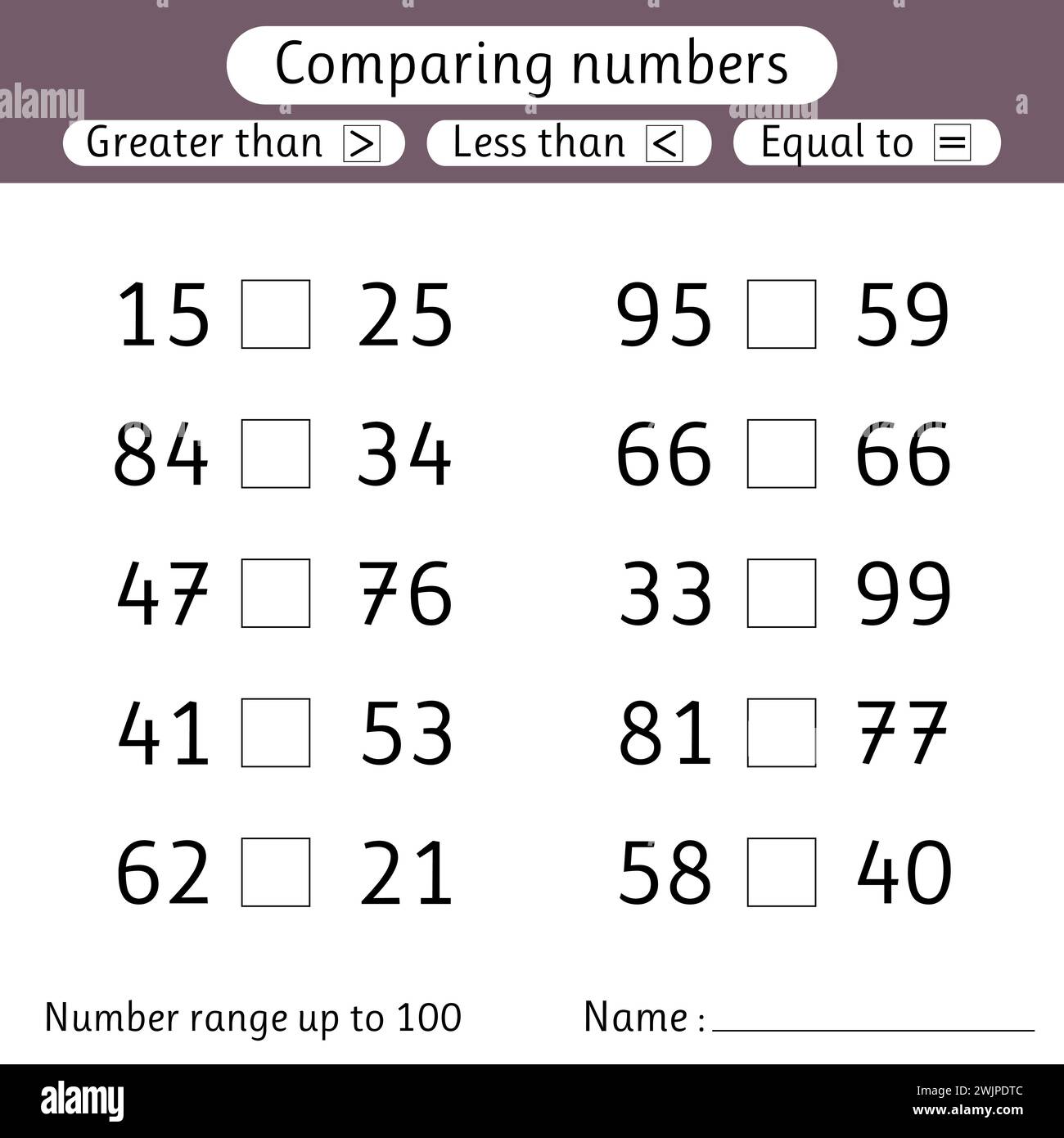 Comparing numbers. Less than, greater than, equal to. Number range up ... Comparing numbers. Less than, greater than, equal to. Number range up ...