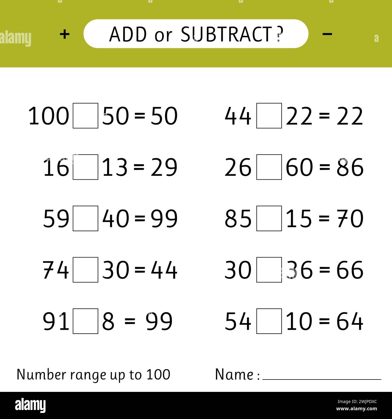 Add or subtract. Number range up to 100. Mathematical exercises ... Add or subtract. Number range up to 100. Mathematical exercises ...