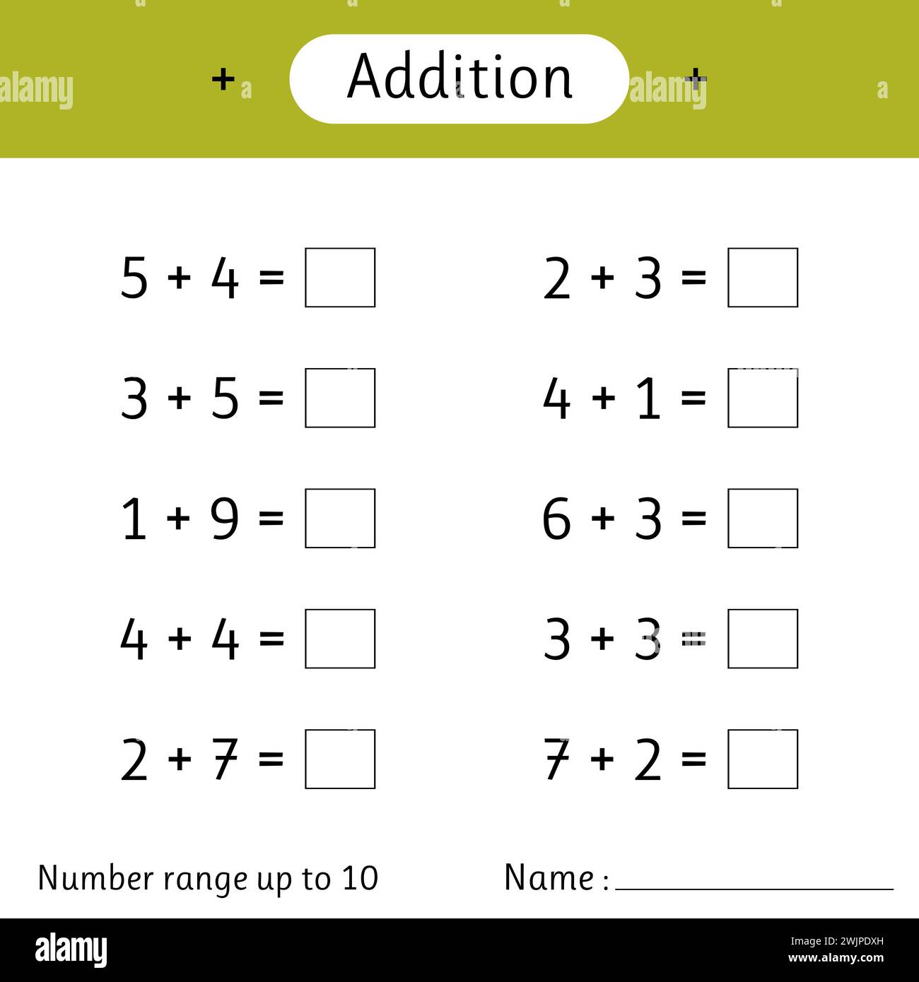 Addition. Number range up to 10. Math worksheet for kids. Mathematics ...