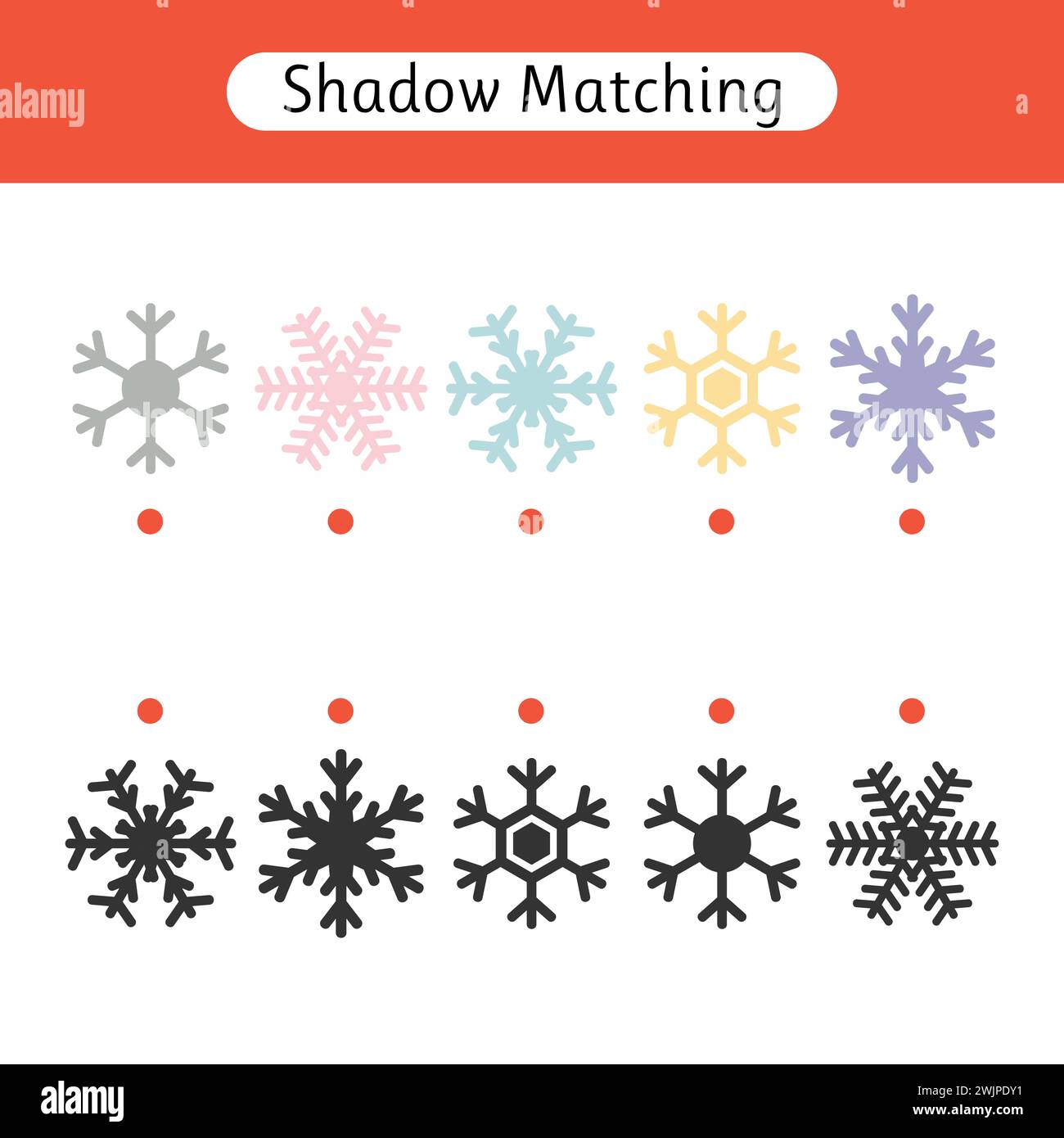 Matching game for kids. Worksheet with Christmas snowflakes. Find the ...