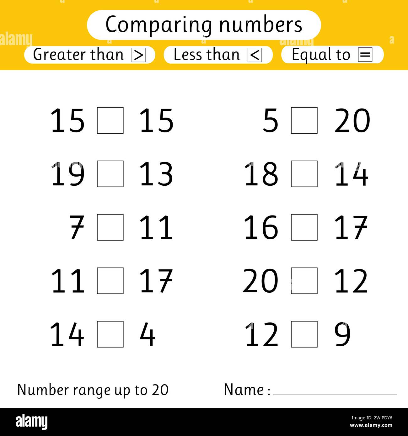 Comparing numbers. Less than, greater than, equal to. Worksheets for ...