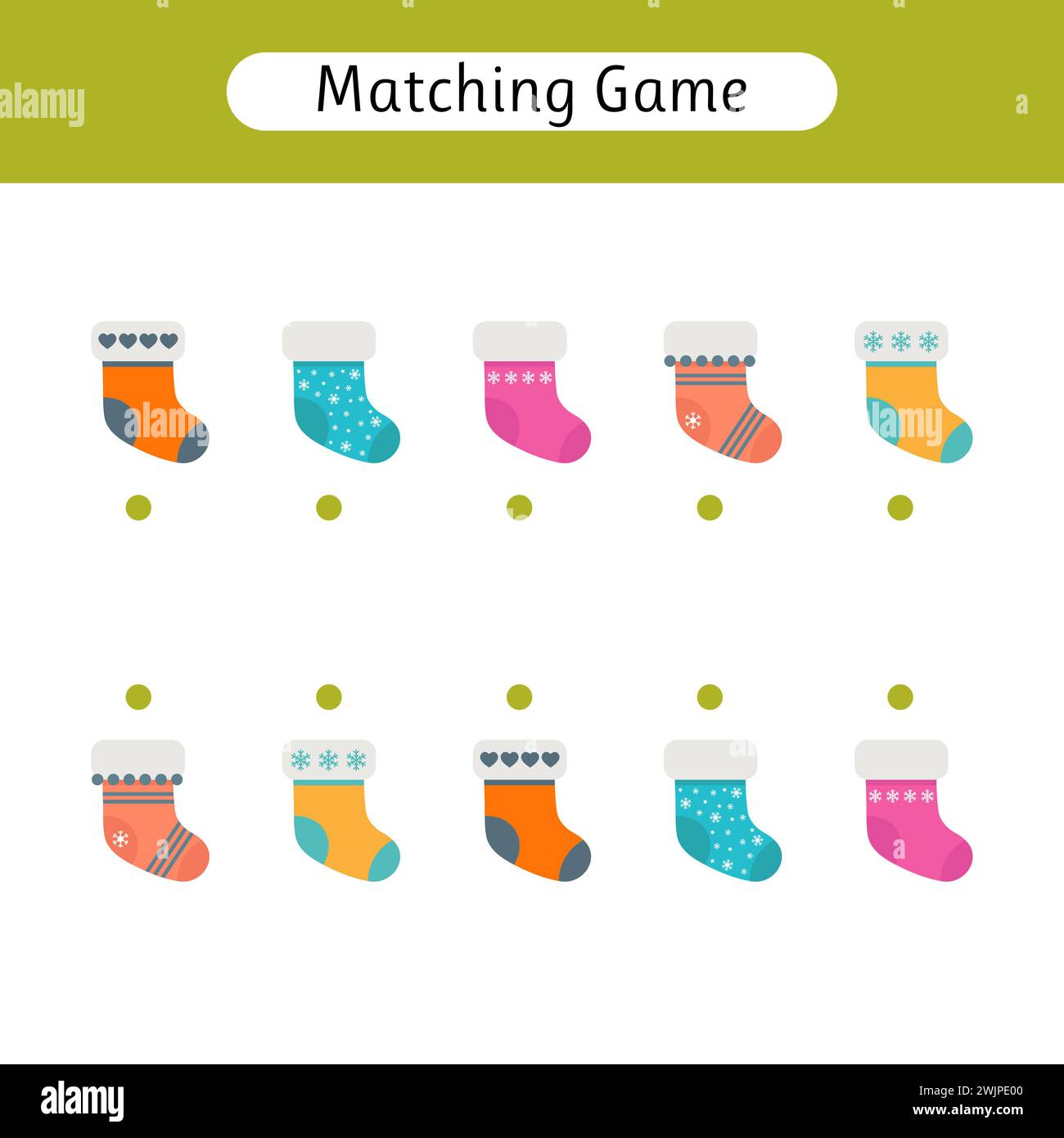 Matching game for kids. Find the correct pair. Worksheet with socks ...