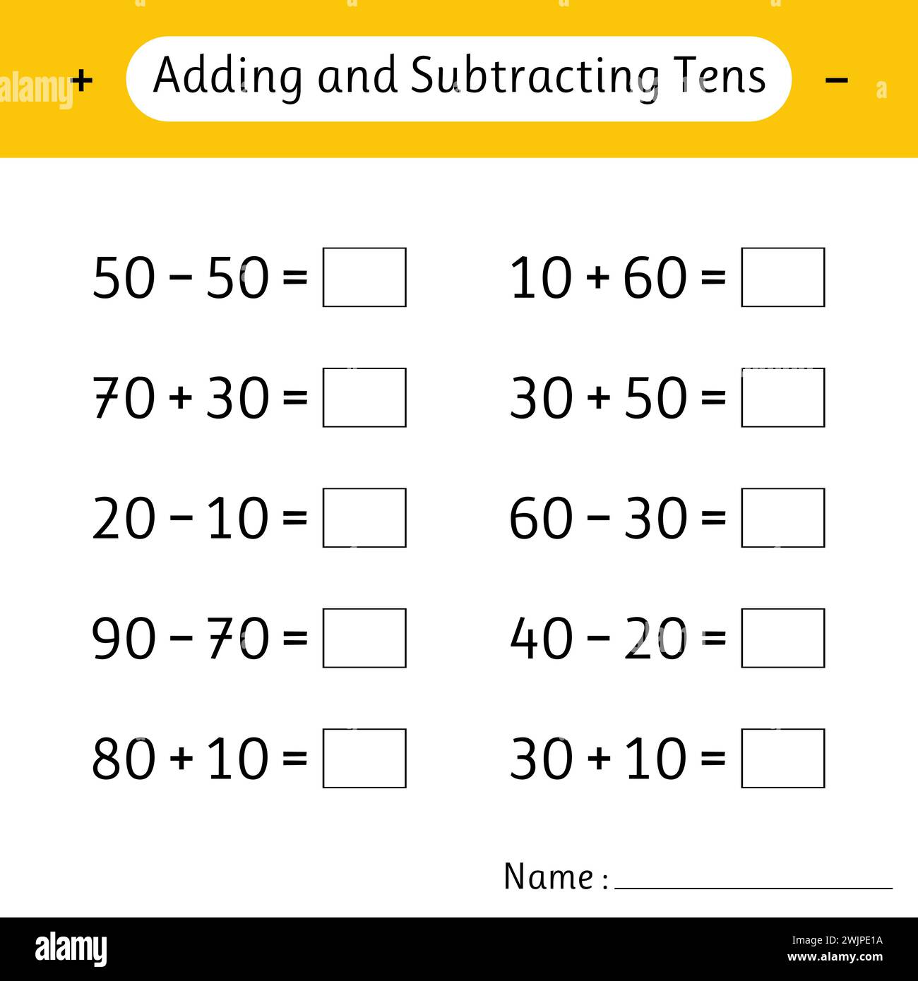 Adding and Subtracting Tens. School education. Math worksheets for kids ...