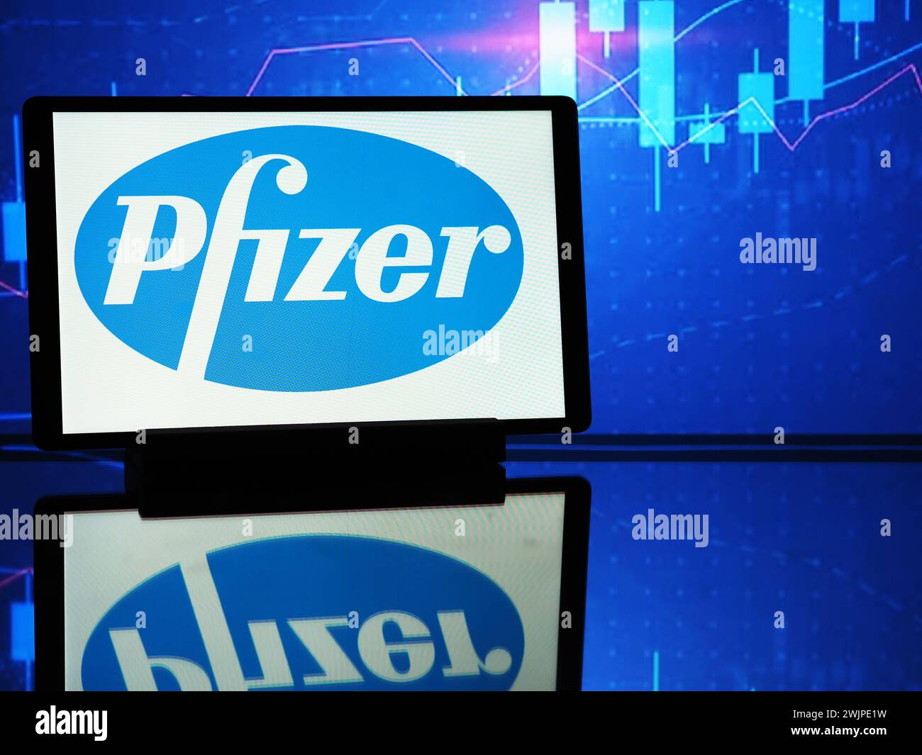Germany. 16th Feb, 2024. In this photo illustration, a Pfizer, Inc ...