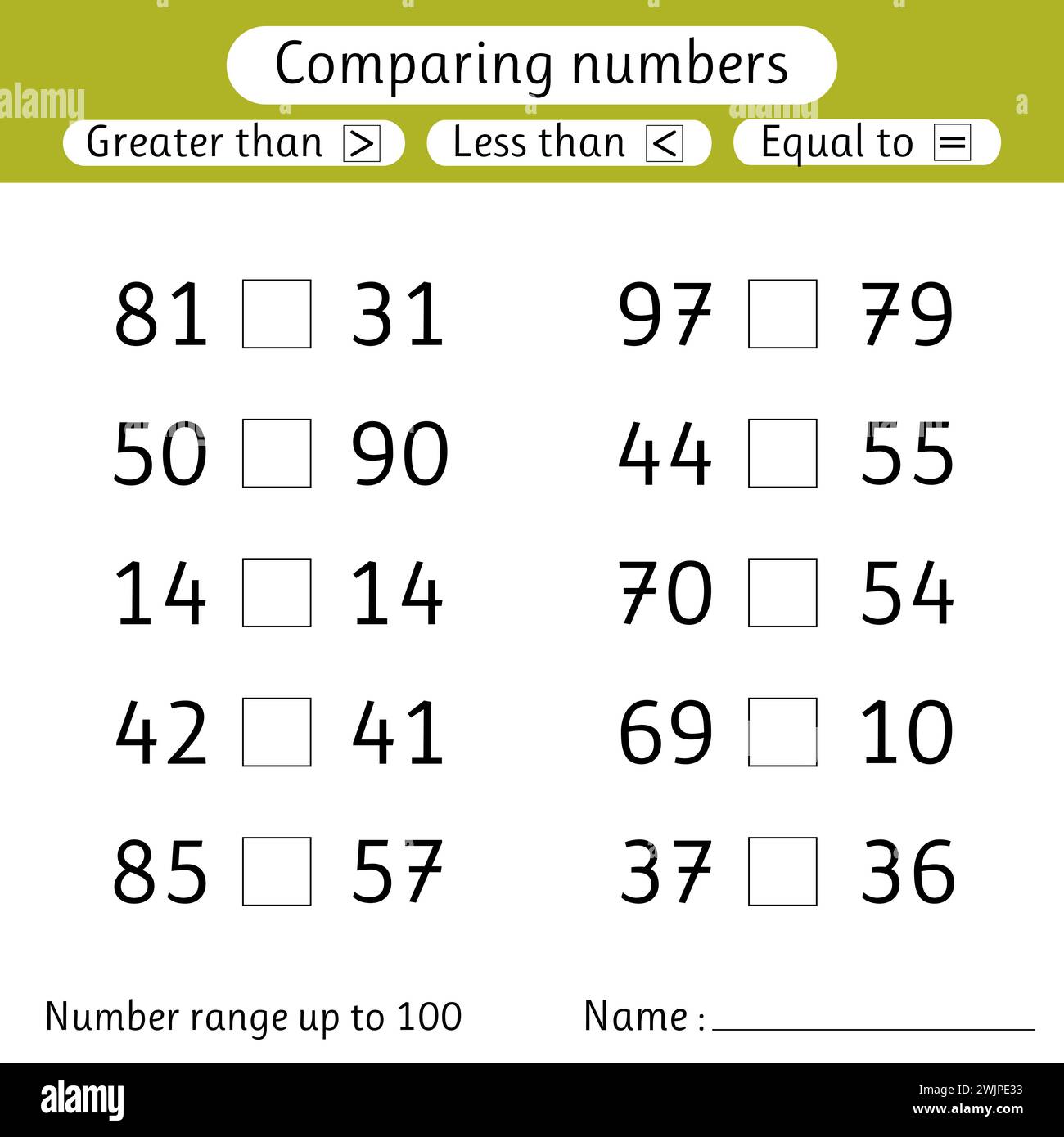 Comparing numbers. Less than, greater than, equal to. Worksheets for ...