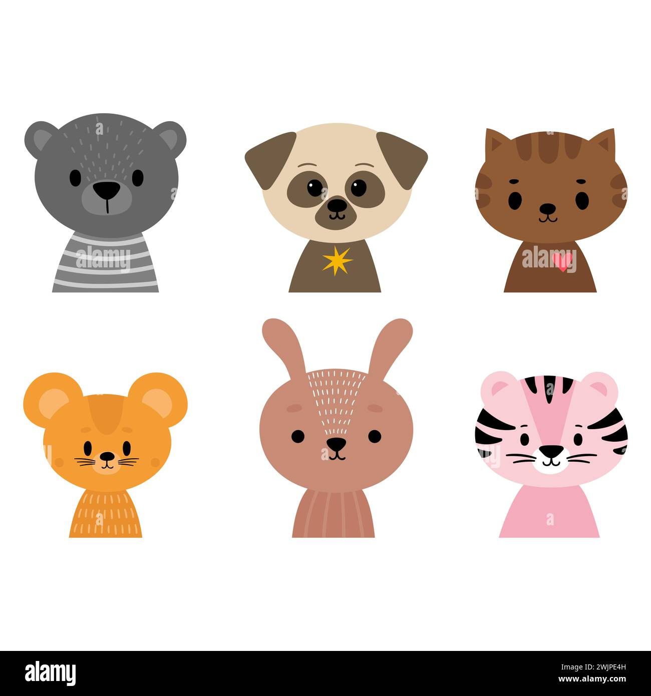 Cute cartoon animals for postcard, poster, nursery, t-shirt, invitation ...