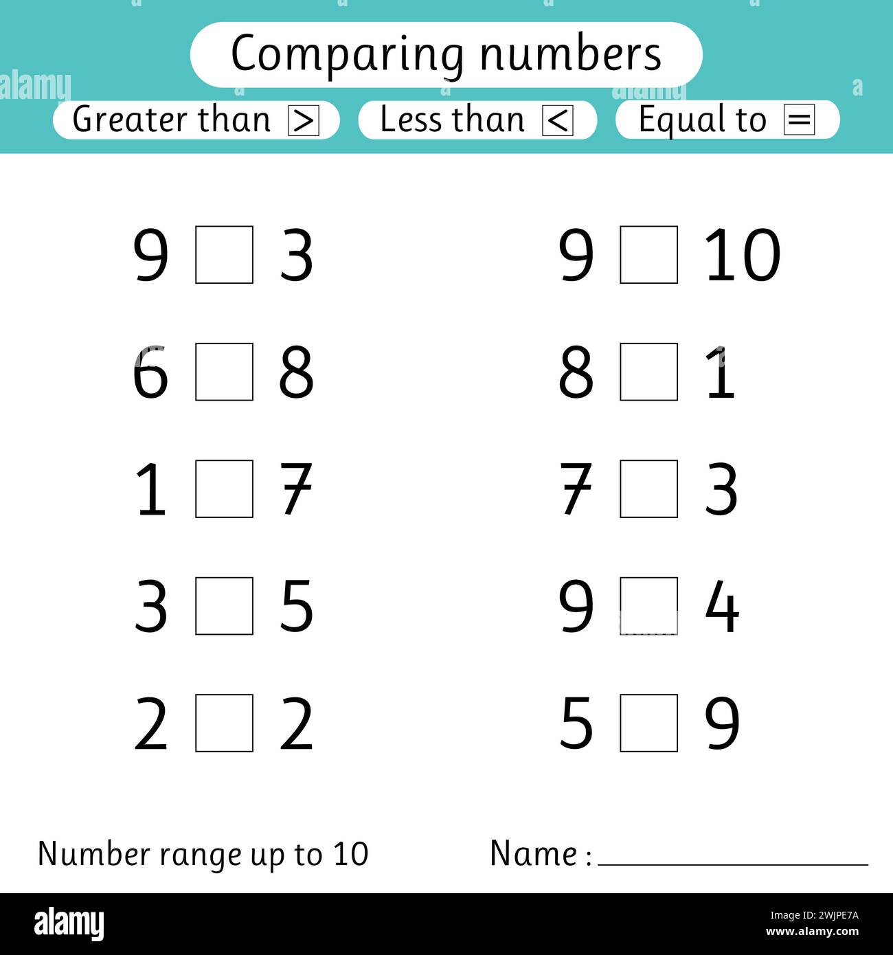 Comparing numbers. Less than, greater than, equal to. Worksheets for ...