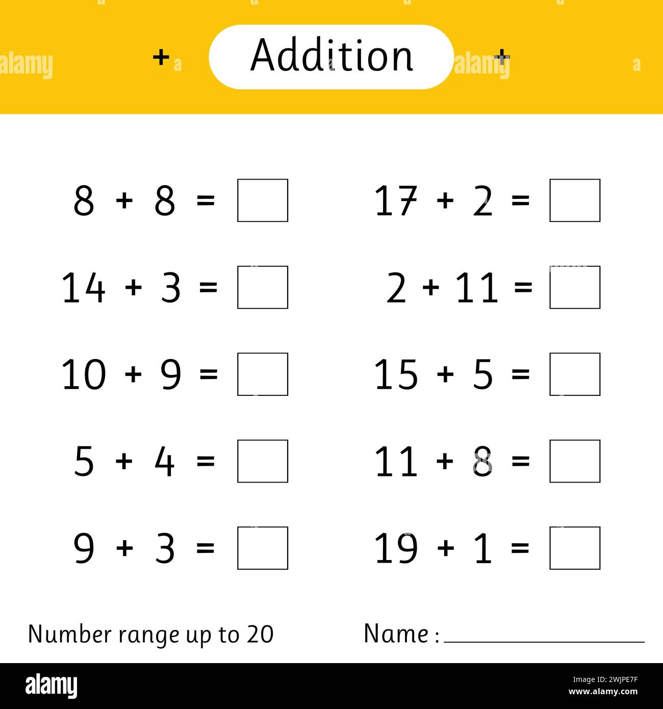 Addition. Number range up to 20. Math worksheet for kids. Developing ...