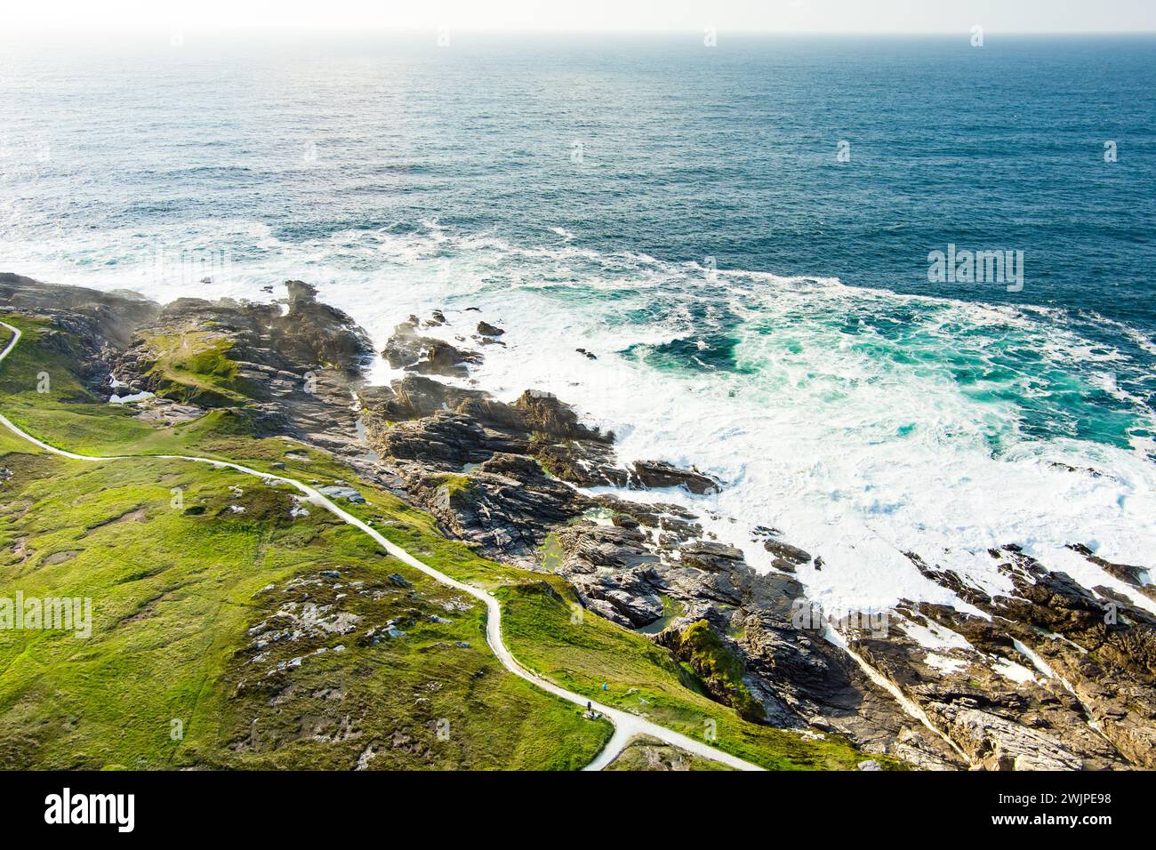 Rough and rocky shore at Malin Head, Ireland's northernmost point, Wild ...