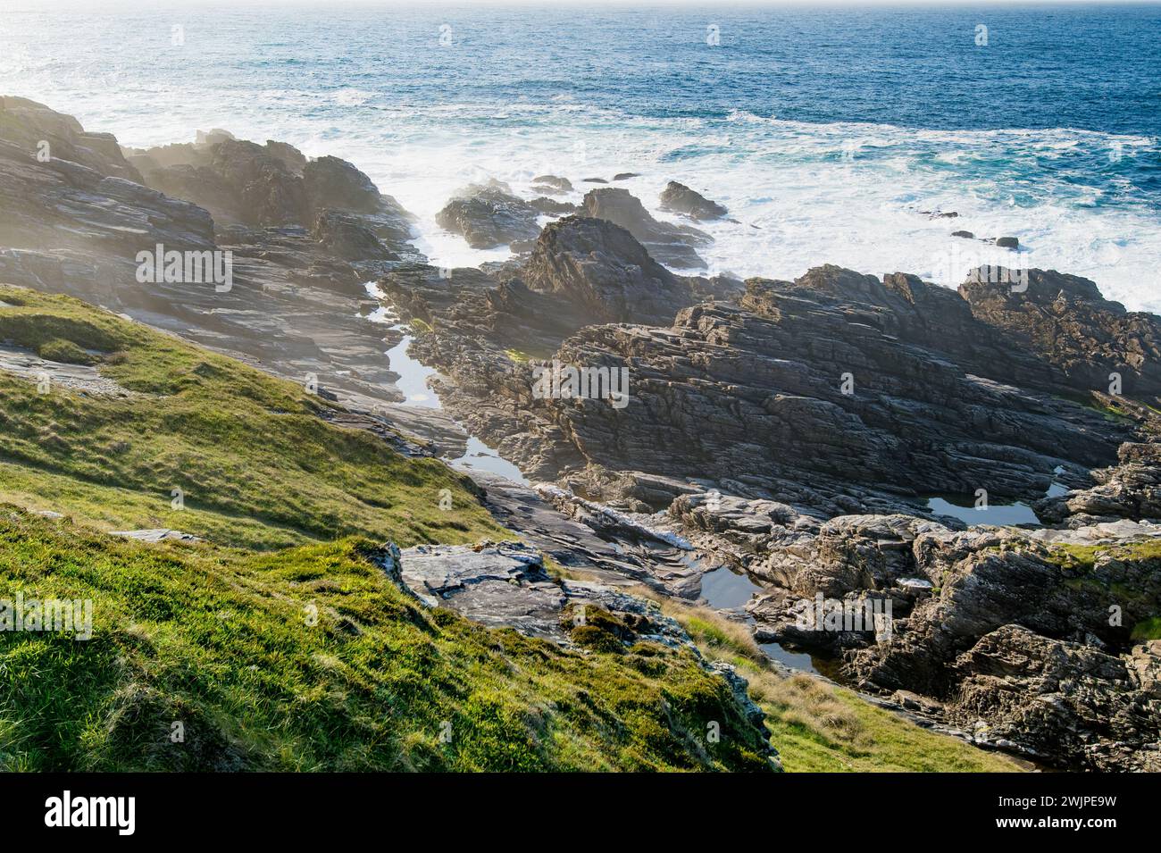Rough and rocky shore at Malin Head, Ireland's northernmost point, Wild ...